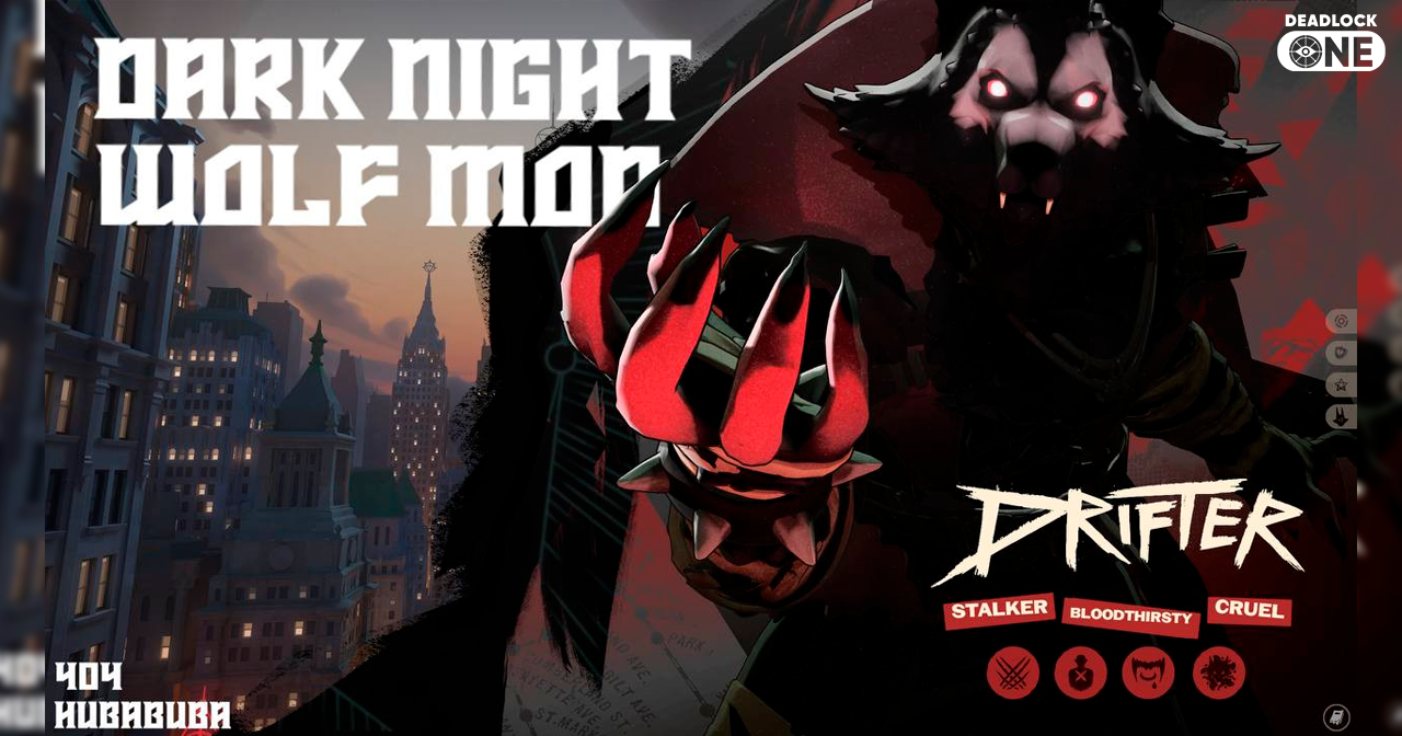 Мод для Deadlock: Dark Night Wolf Drifter Skin (Скин для Дрифтера) | deadlock.one